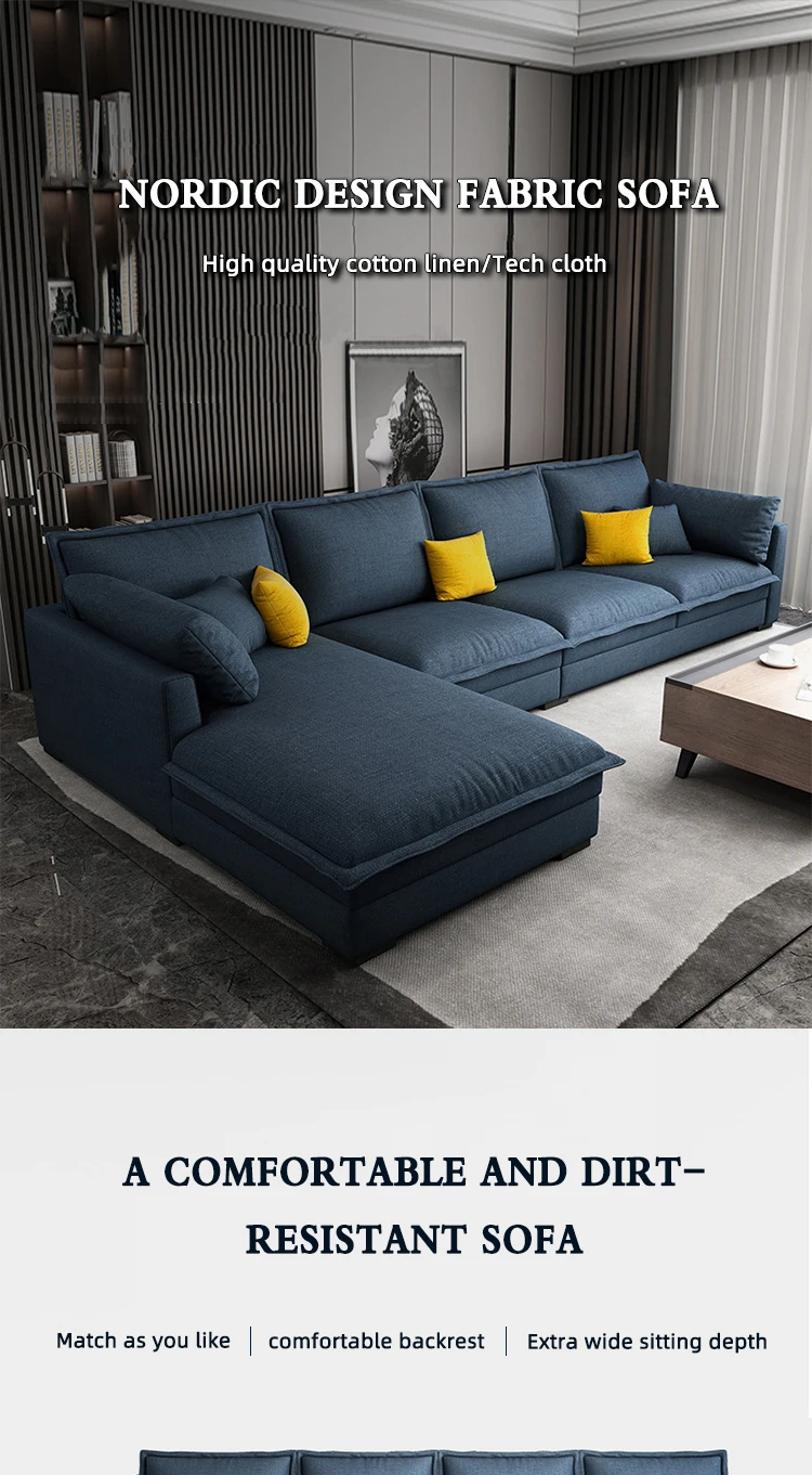 Fabric Sofa Removable And Washable L-shaped Living Room Sofa Combination 1 Piece Sofa Set Divano ...
