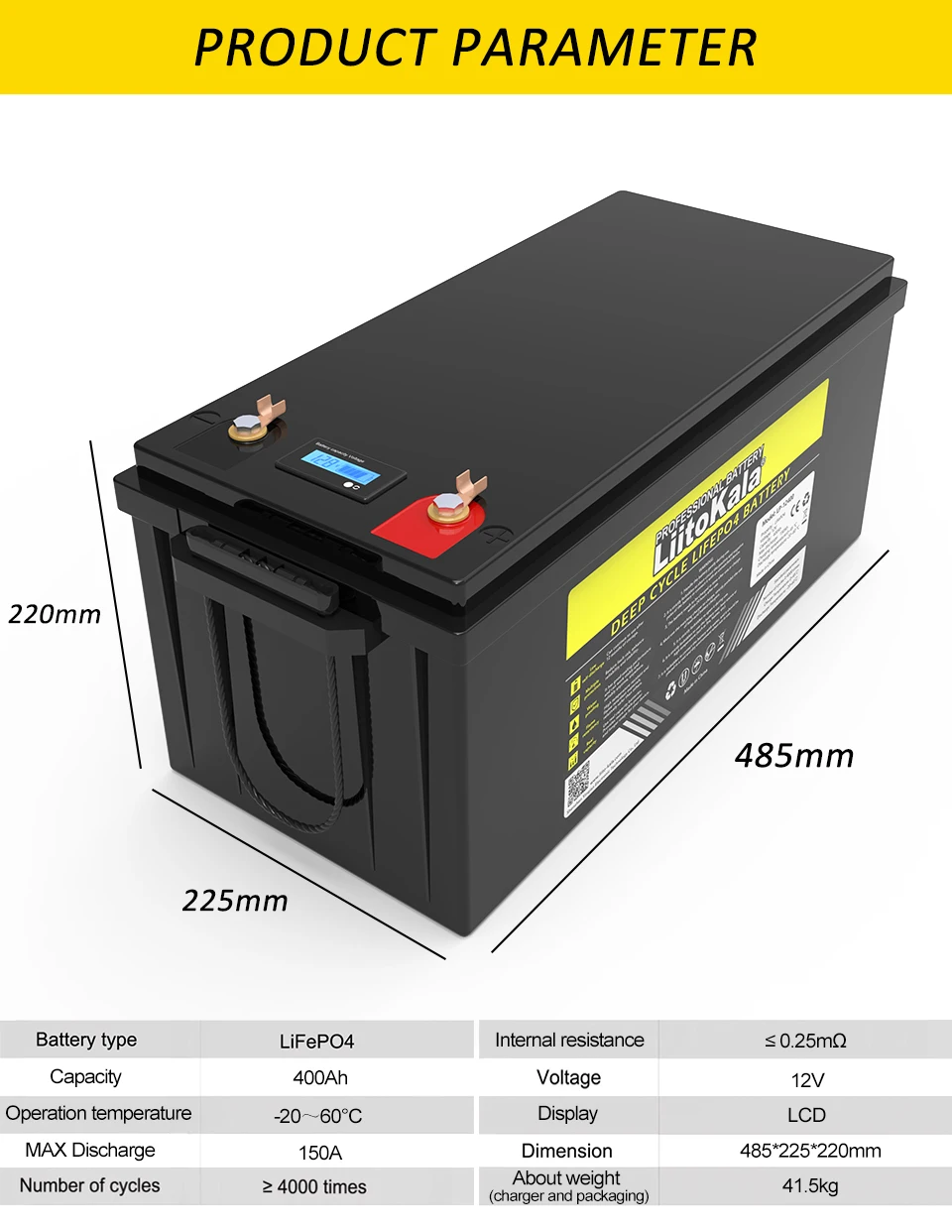 Liitokala 12v 400ah Deep Cycle Lifepo4 Battery Real Capacity Smart Bms ...
