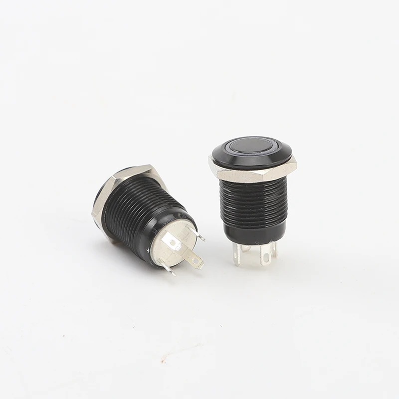 Metal Push Button Switch Series Black With Illuminated 12mm 4 Pins With ...