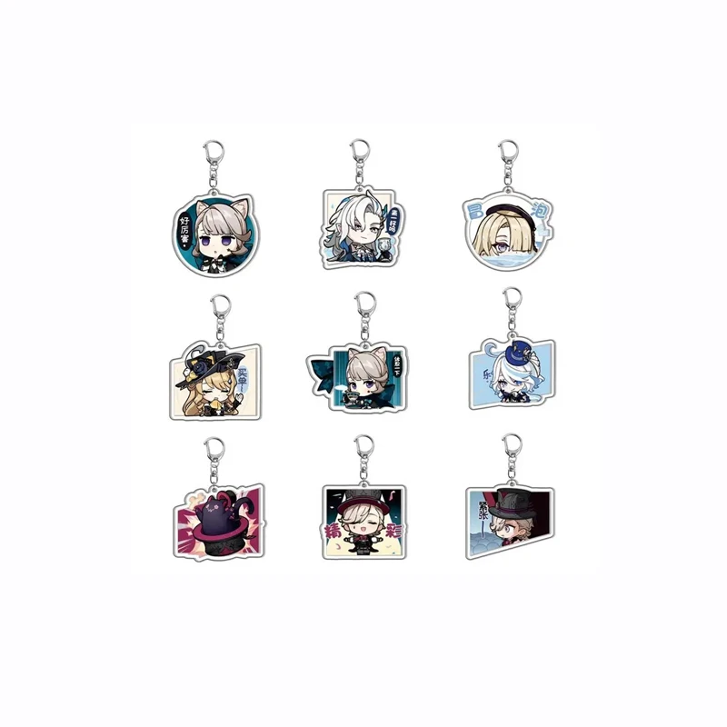 Genshin Impact Keychain Cute Cartoon Characters Lyney Freminet Acrylic ...