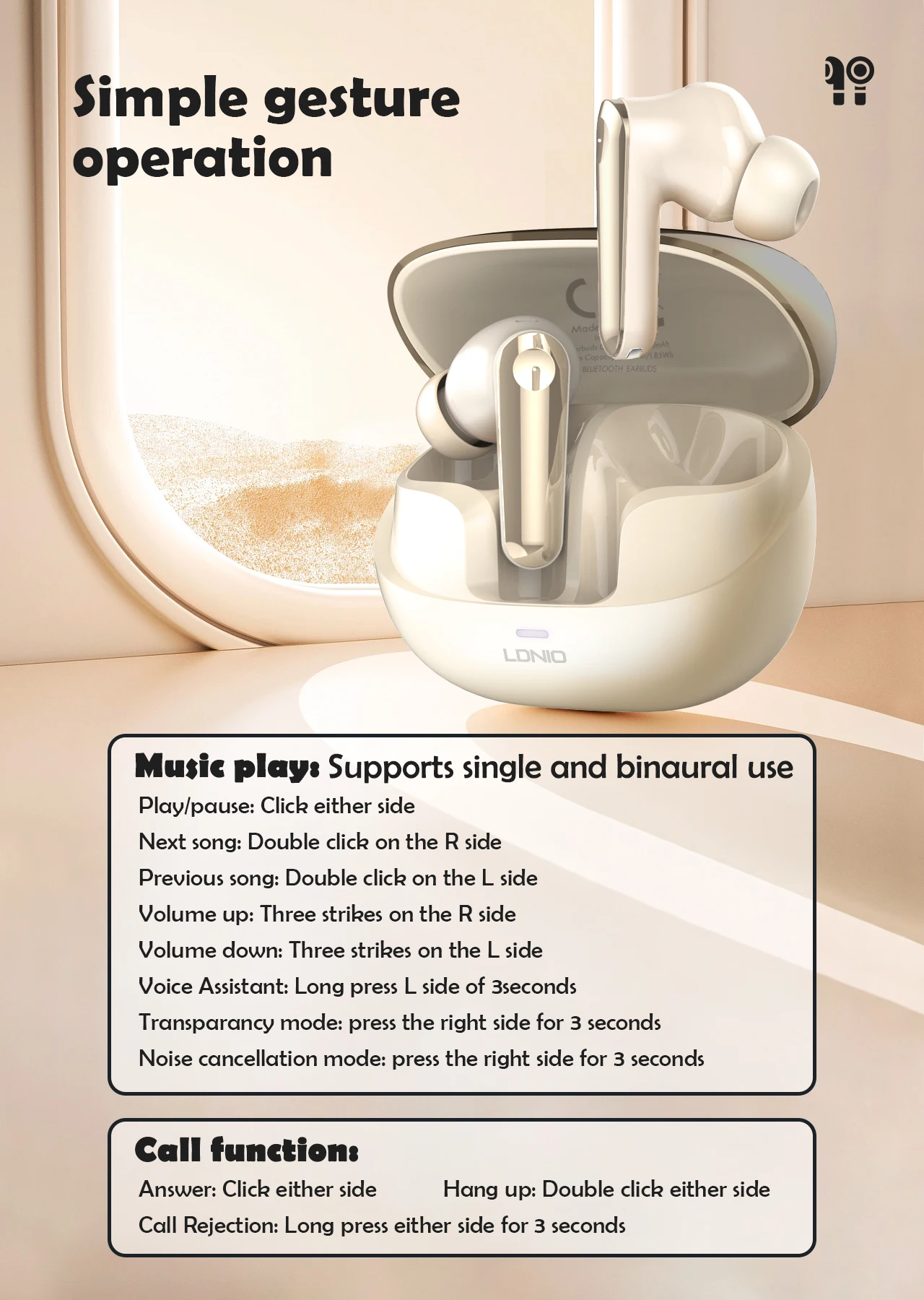 LDNIO T06 Most Popular Audifonos BT5.3 TWS Boat Earbuds Touch Gaming In-ear Headset Hand Free ...