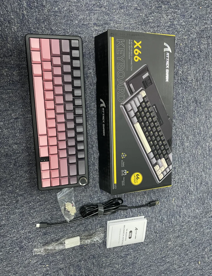 Attack Shark X66 60% Wireless Mechanical Keyboard with Volume Knob RGB ...