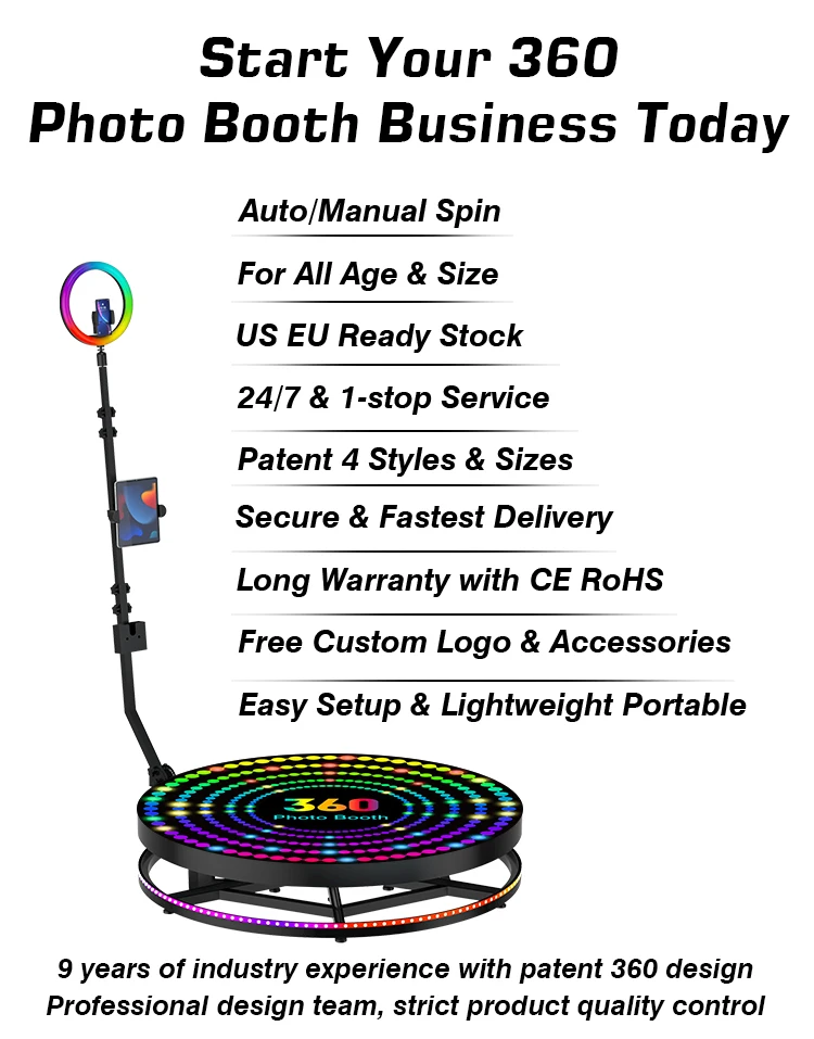 Cabina 360 Photobooth Automatic Rotate 360 Led Photo Booth For 4 People ...
