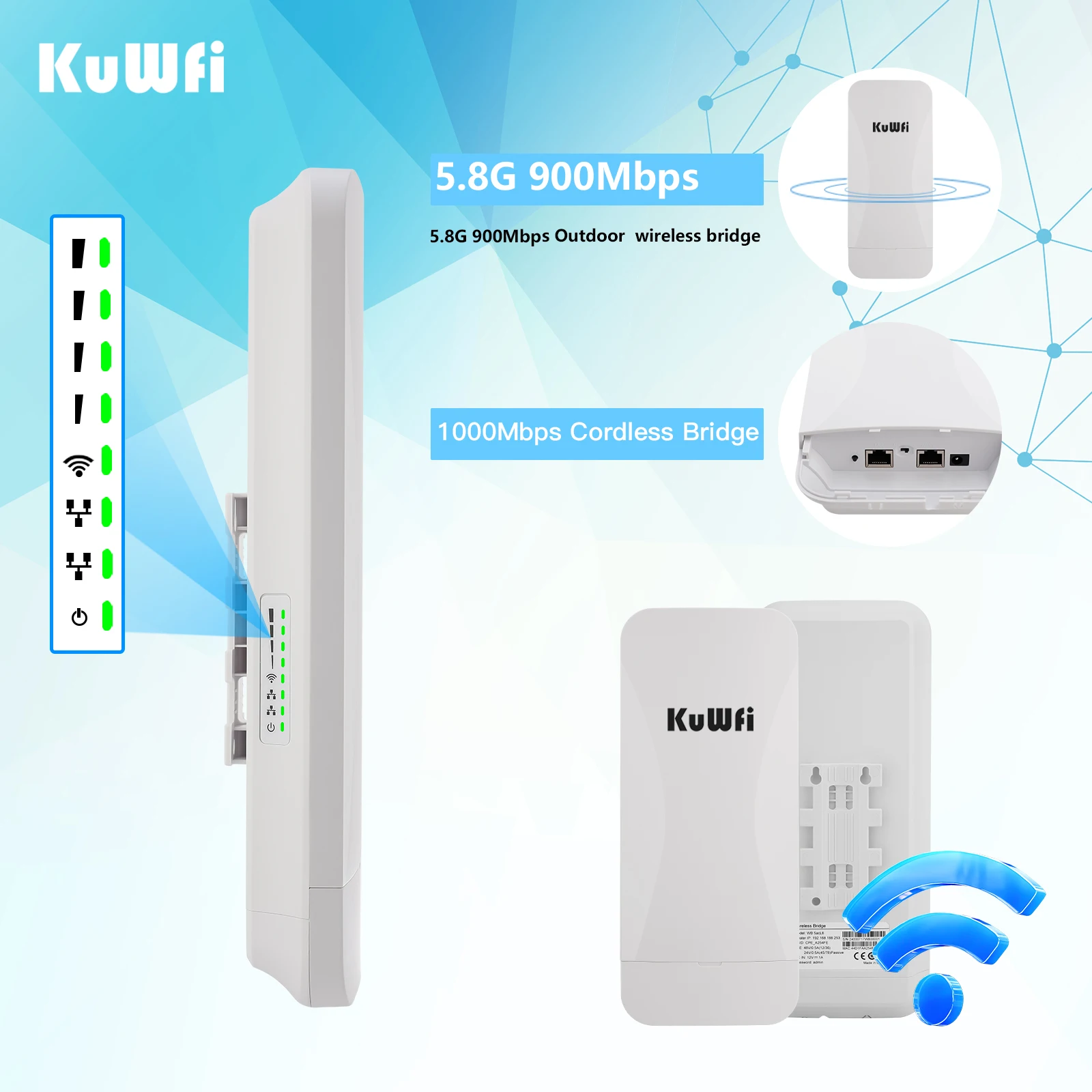 Kuwfi Wireless Bridge - 8km High Speed Outdoor Access Point
