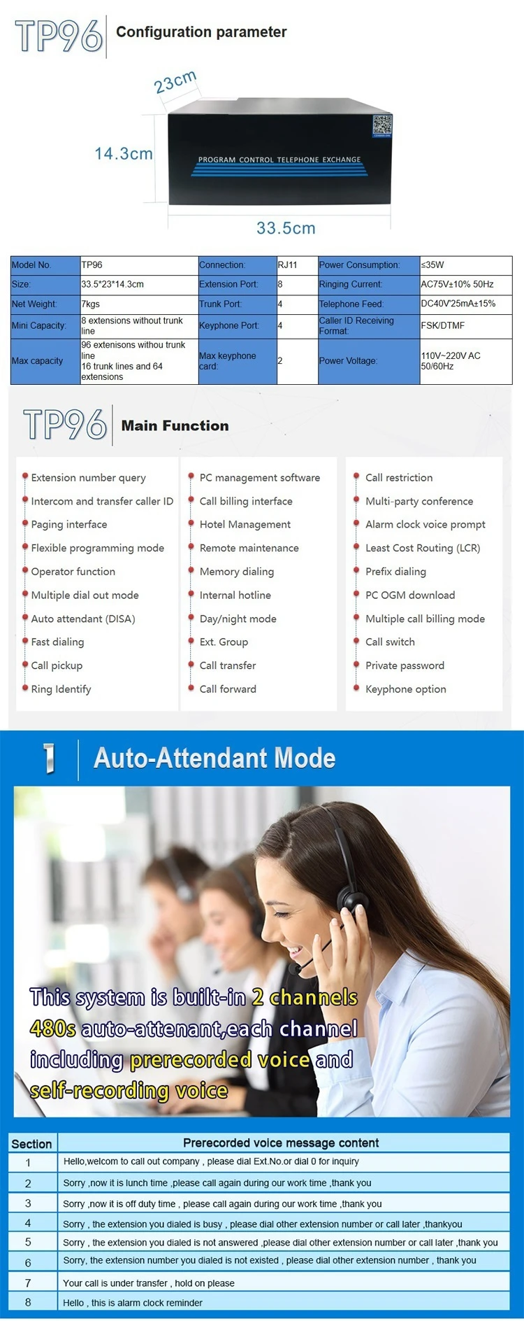 Vtelecom TP96 Series PBX - Efficient Office Phone System