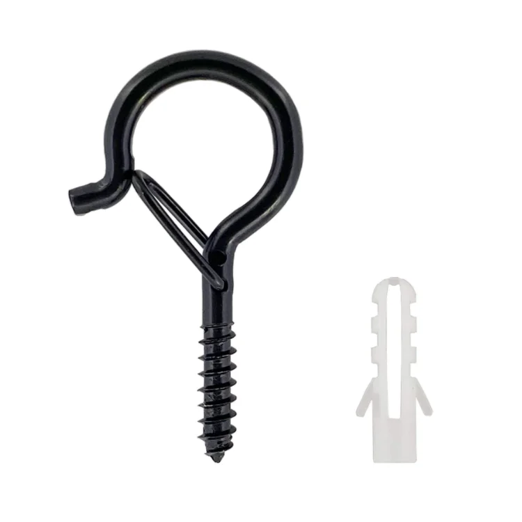 Black White Plastic Vinyl Coated Steel Screw Hanging Open Cup Hook Suit ...