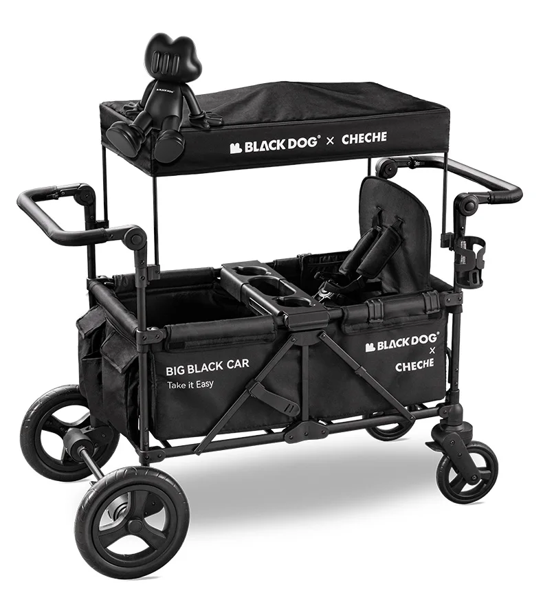 BLACKDOG&CHECHE Outdoor Camper Stroller - Large Capacity Trolley