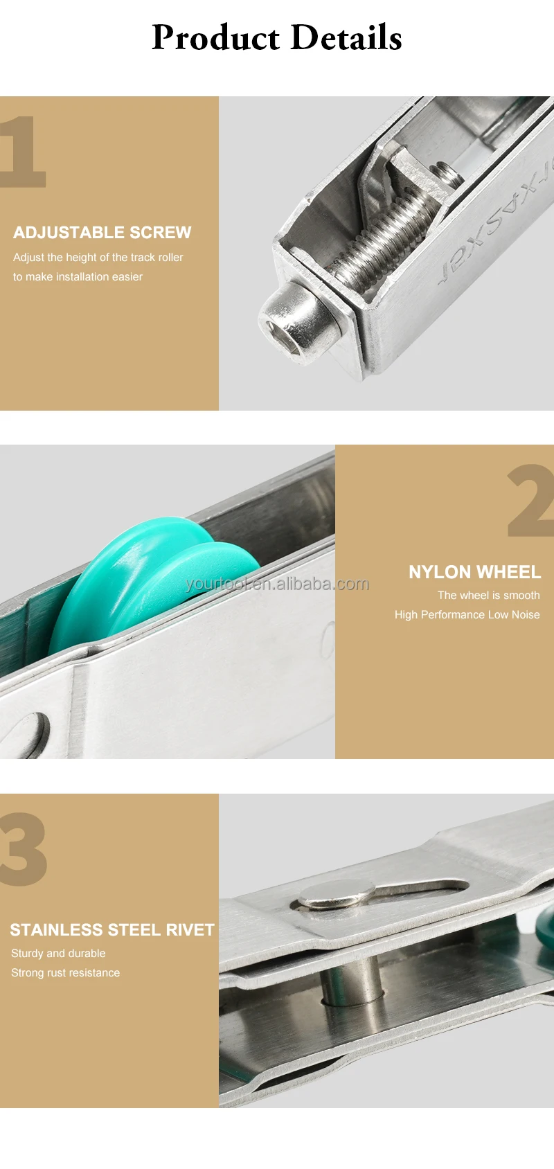 Window Rail Slide Wheel Sliding Window Nylon Ball Bearing Track Roller ...