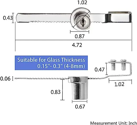 Sliding Glass Door Lock Display Case Lock Ratchet Lock With Chrome ...