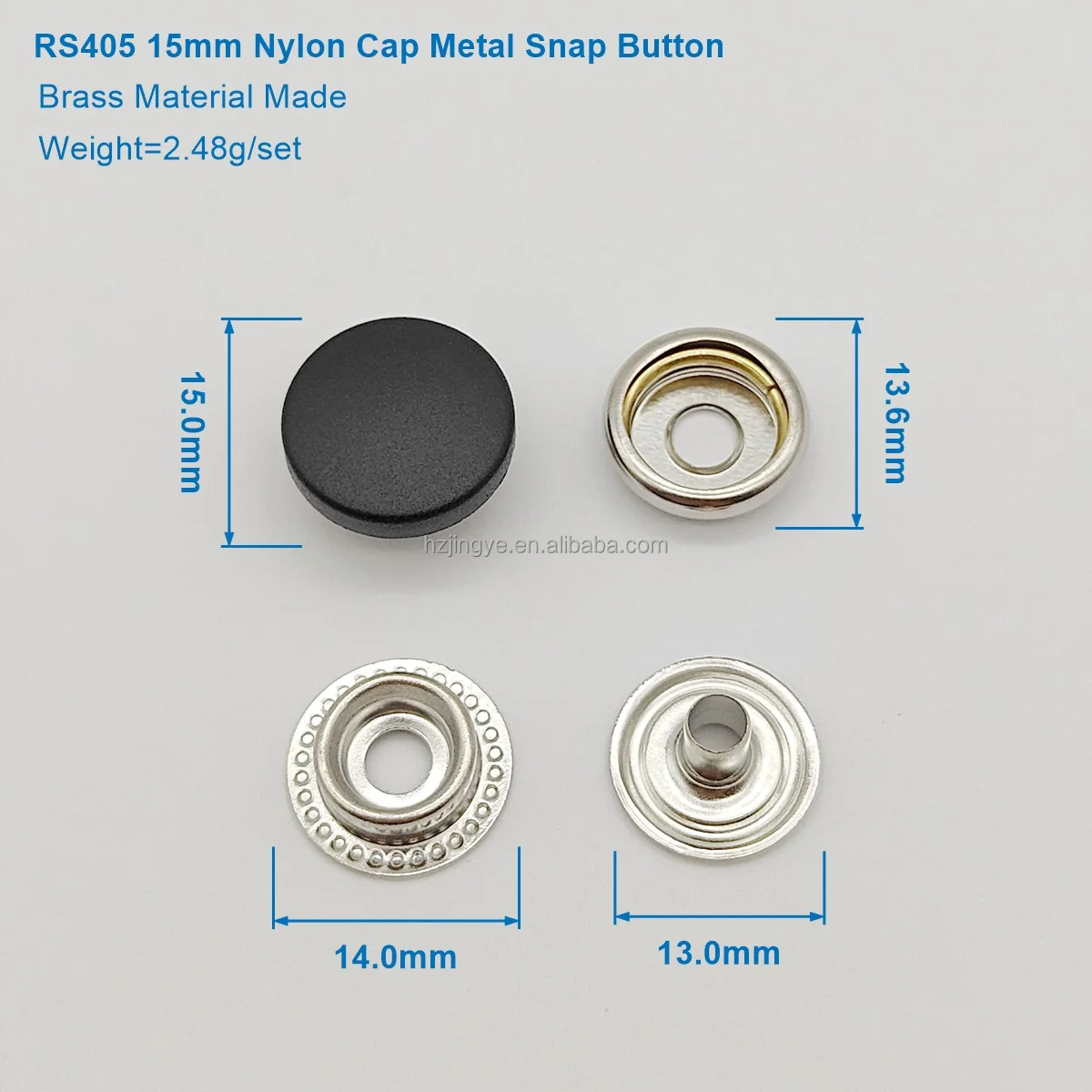 15mm 24l Nylon Cap Metal Snap Button,Snap Button For Coat - Buy 15mm ...