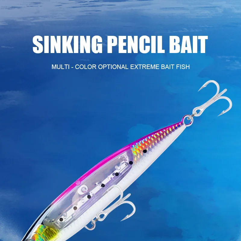 Saltwater Tuna Fishing Lure Hard Plastic Sinking Stickbait Pencil Lure ...