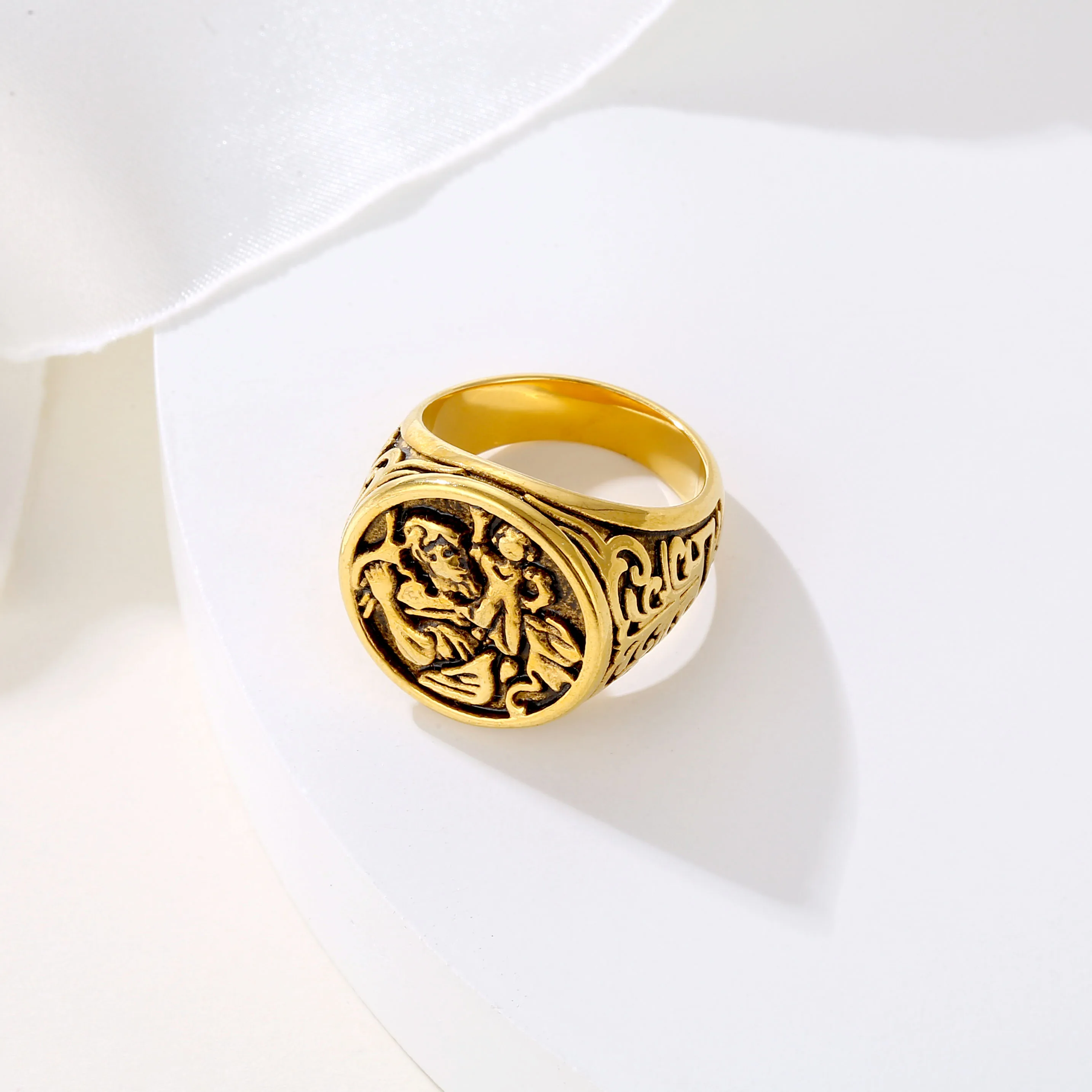 Non Tarnish Waterproof Vitruvian Man Signet Ring | Stainless Steel ...