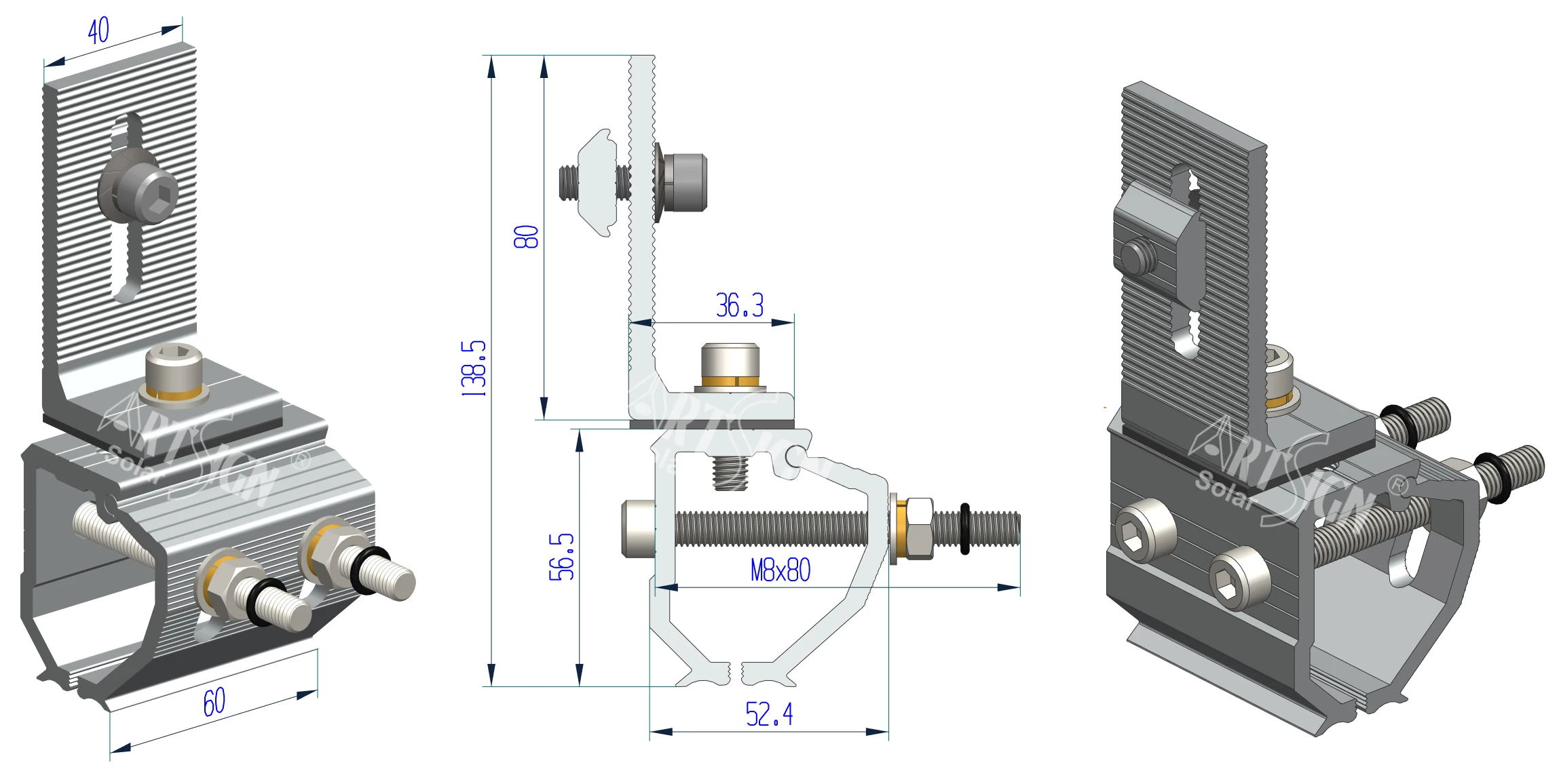 Aluminum Solar Panel Pv Roof Mounting Clip Lok Solar Roof Clamps ...