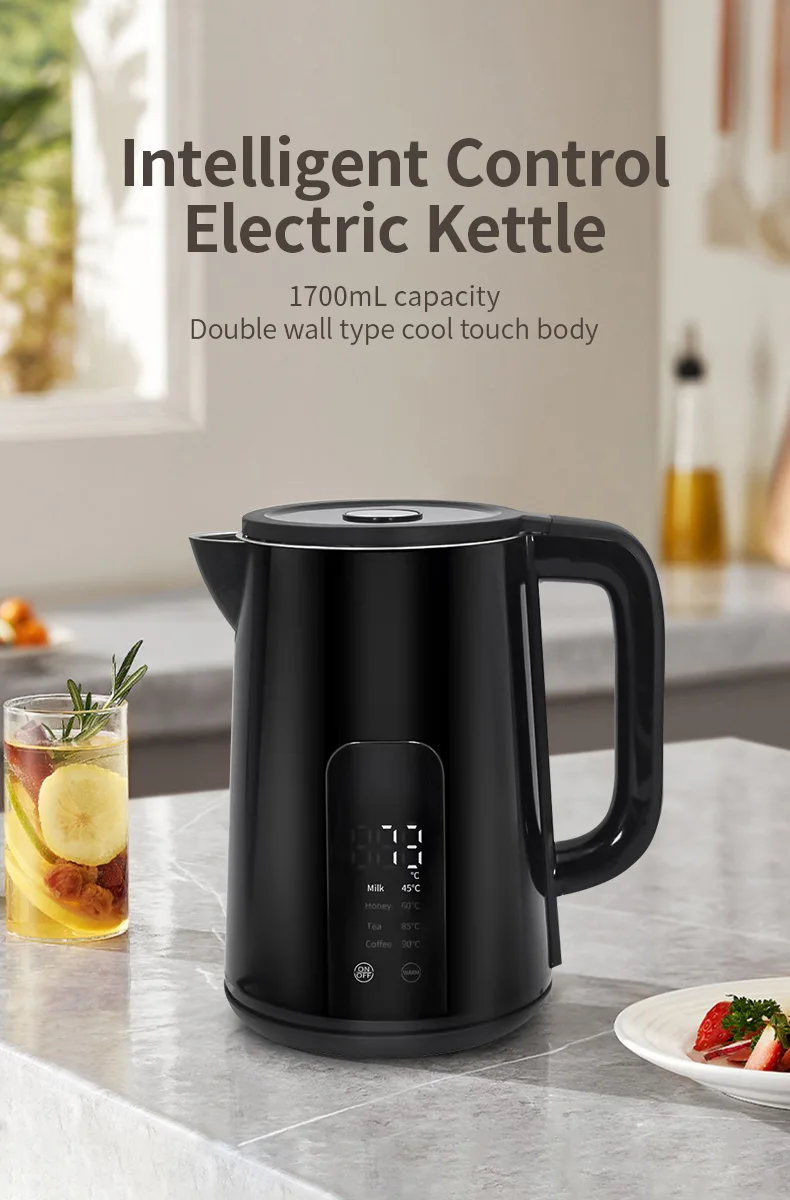 1.7L Electric Smart Digital Keep Warm Stainless Steel Jug