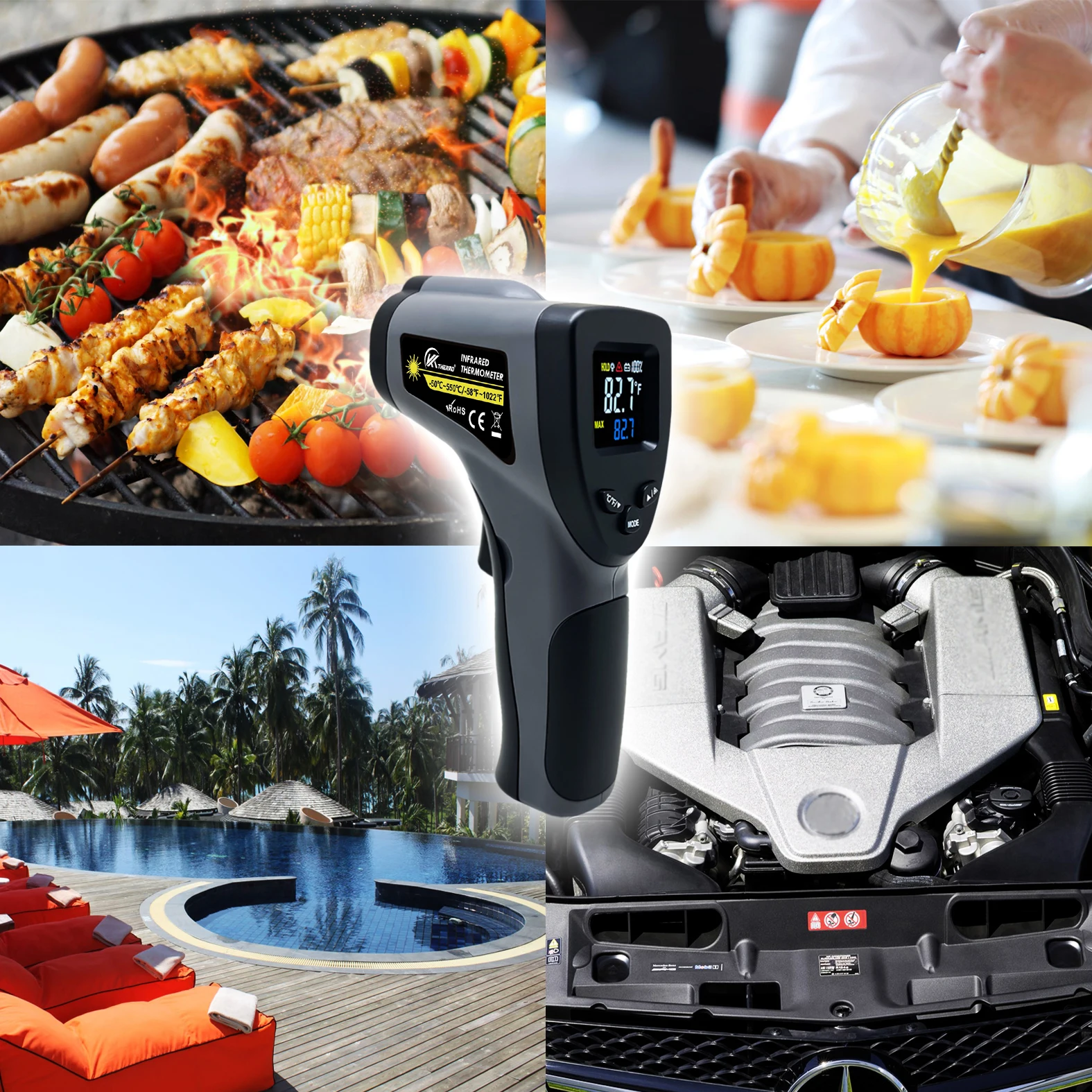 Industrial Infrared Digital Thermometer Gun - Non-Contact Temperature ...
