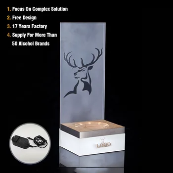 Acrylic Wood Metal Combined Led Light Base Display Bar Led Bottle ...