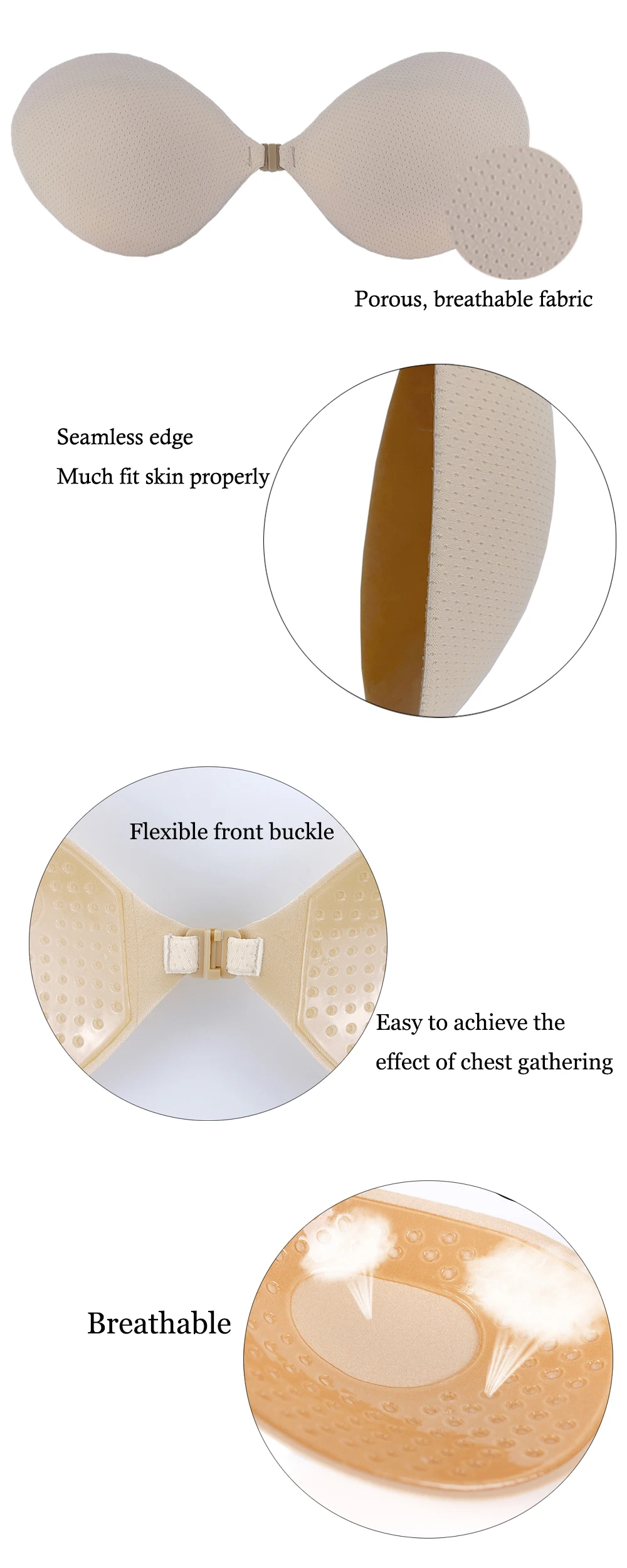 Mei Xiao Ti Soft Mesh Bra Breathable Non-slip Ultra-thin Silicone Invisible Bra Sticker Pasties ...