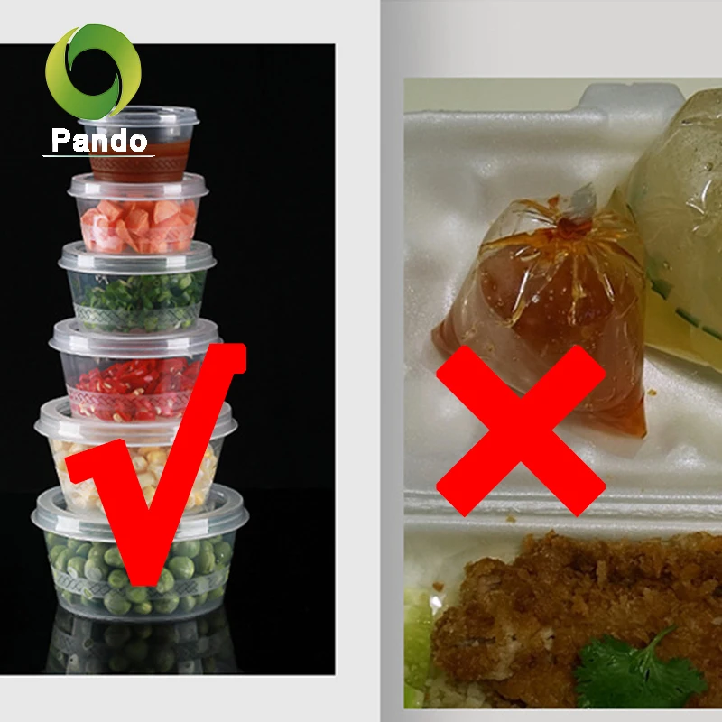 Pando Restaurant Black Disposal 35ml Souffle Cup Round Dipping Sauce ...