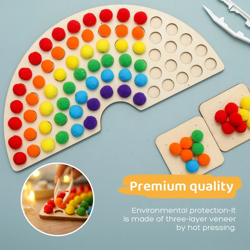 Preschool Wooden Baby Classification Rainbow Educational Toy Baby's ...
