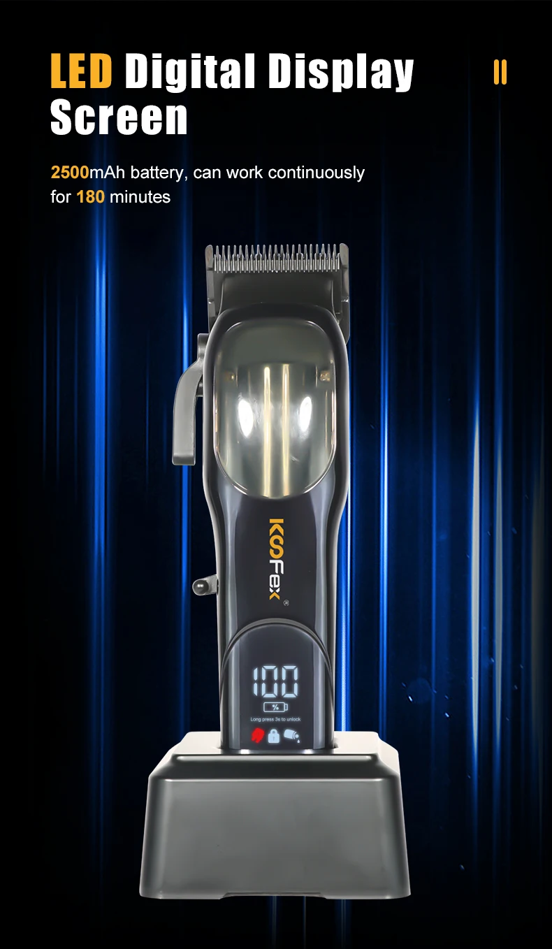 Koofex Professional Barber Clipper - 12000 RPM LCD Display