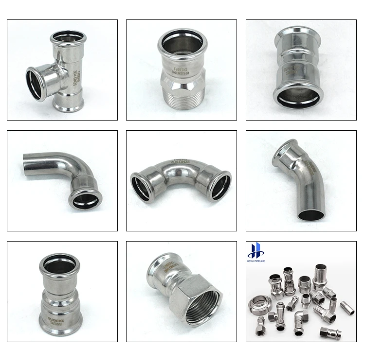 DIN 15x15mm Fitting Stainless Steel V Type Propress Coupling