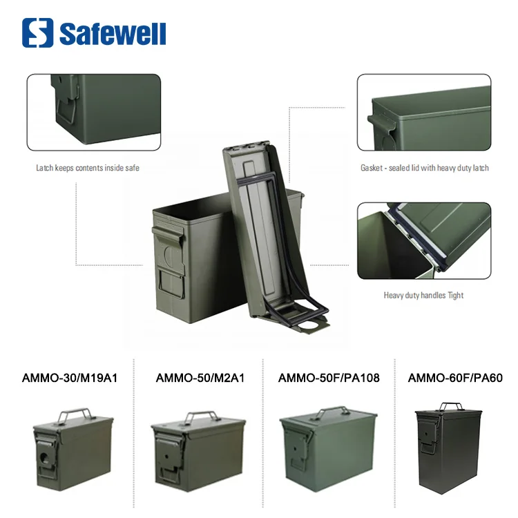 Safewell Green 50 Cal Metal Storage Tool Case - Waterproof