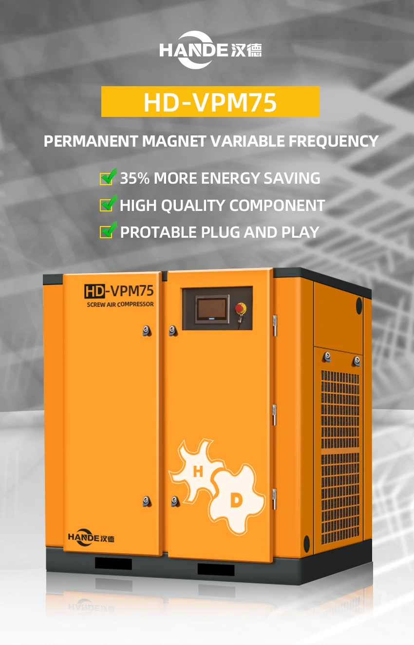 Hande 75kw Permanent Magnet Screw Air Compressor Variable Frequency Air ...