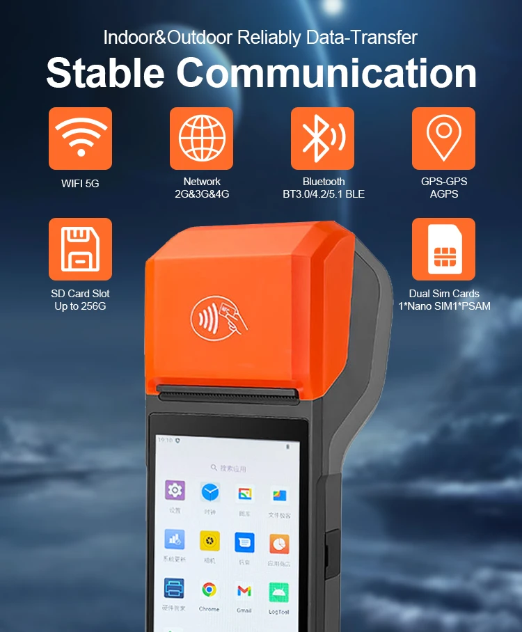 4g Wifi Pos Terminal Nfc Payment Android Mobile Pos With Printer Qr ...