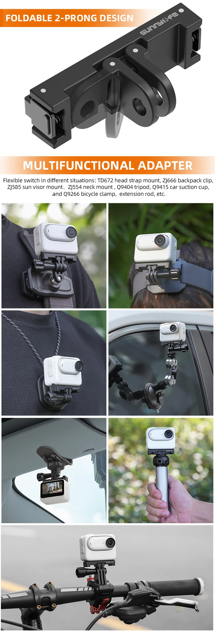 Sunnylife Magnetic Quick Release Mount Action Camera Selfie Stick ...