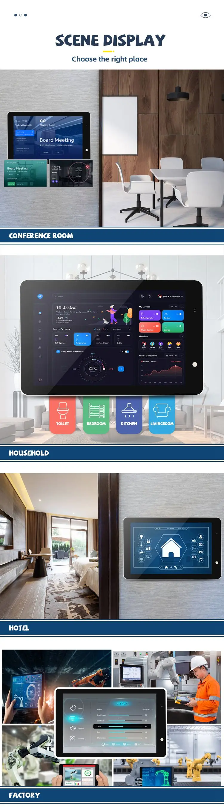 10 Inch Smart Touch Screen Booking System Panel Display Win10 Android ...