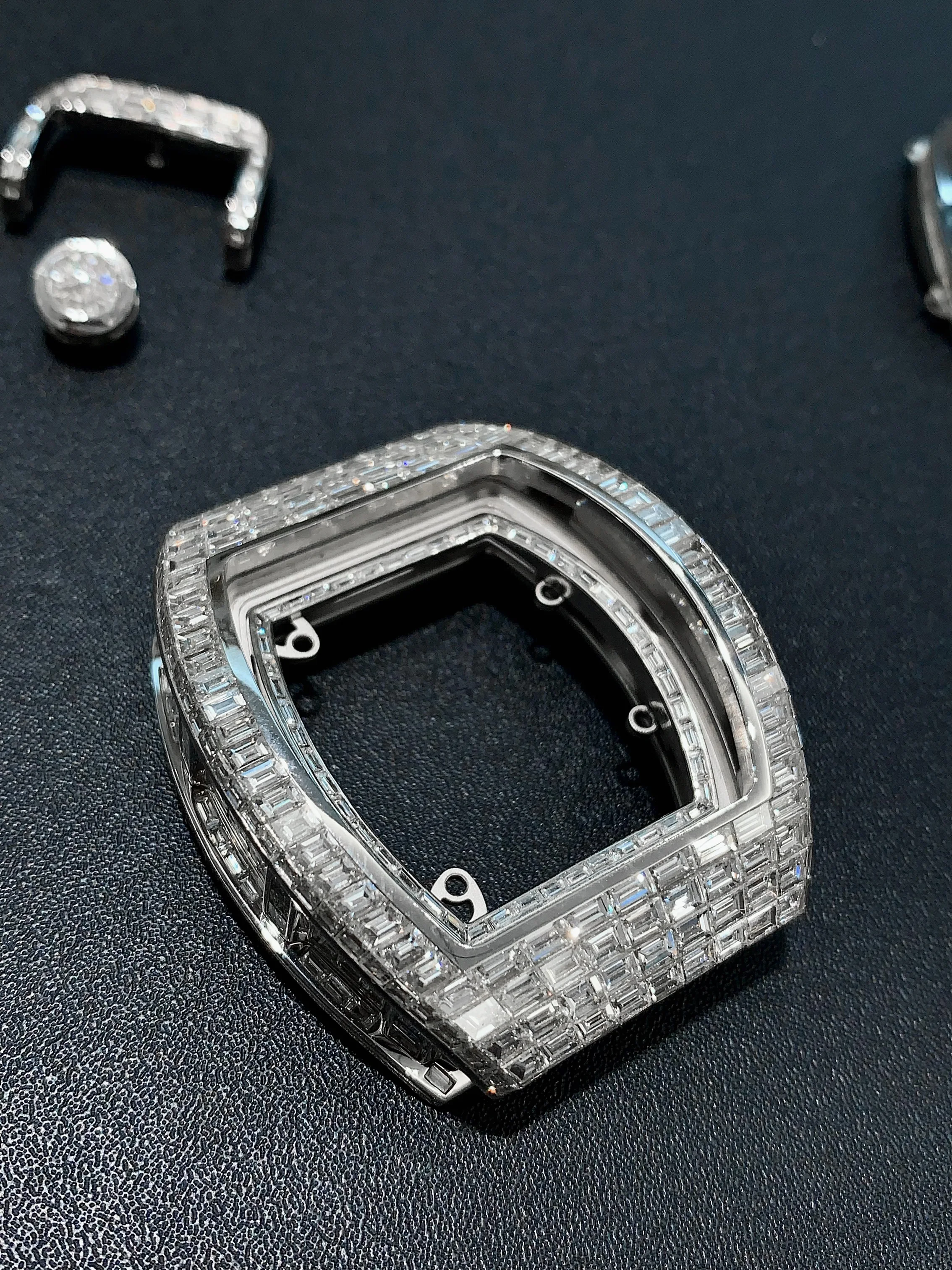 18k White Gold Natural Diamonds Watch Case 40mm Customizable Automatic ...