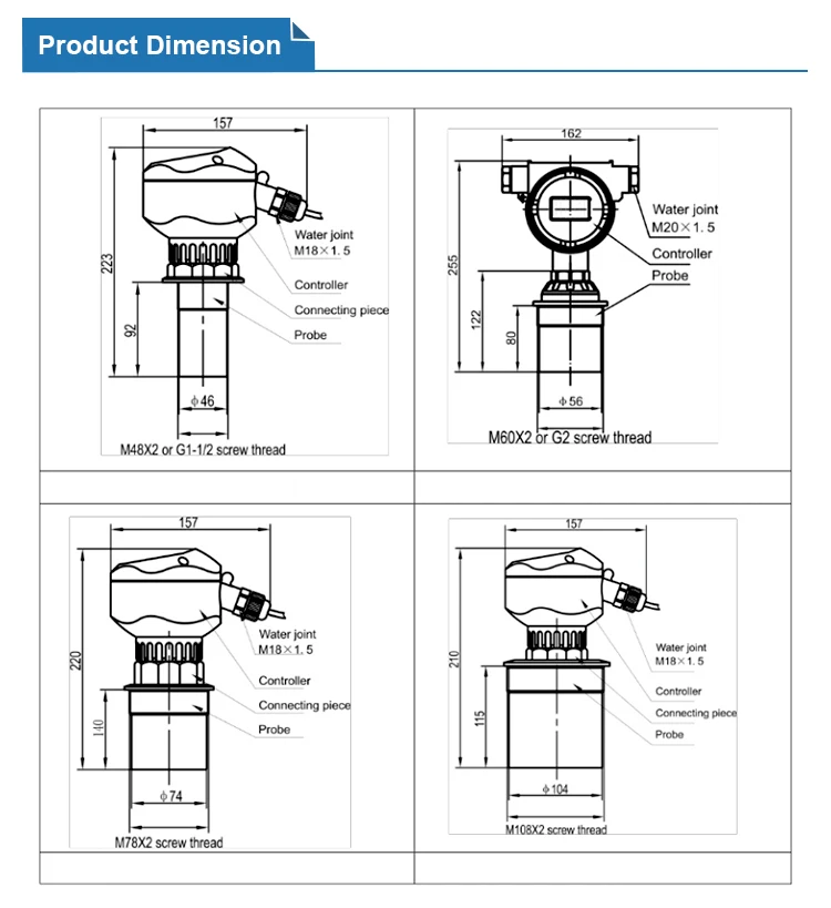 Holykell Non-contact Water Liquid Level Sensor Ultrasonic Level Meter for Water Treatment ...