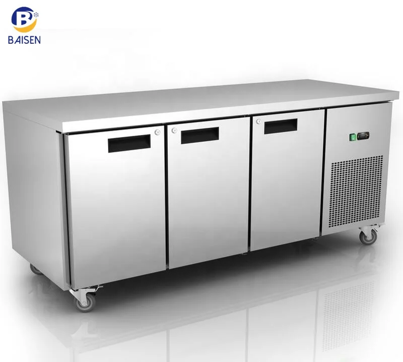 3 Doors Commercial Stainless Steel Bench Fridge Chiller