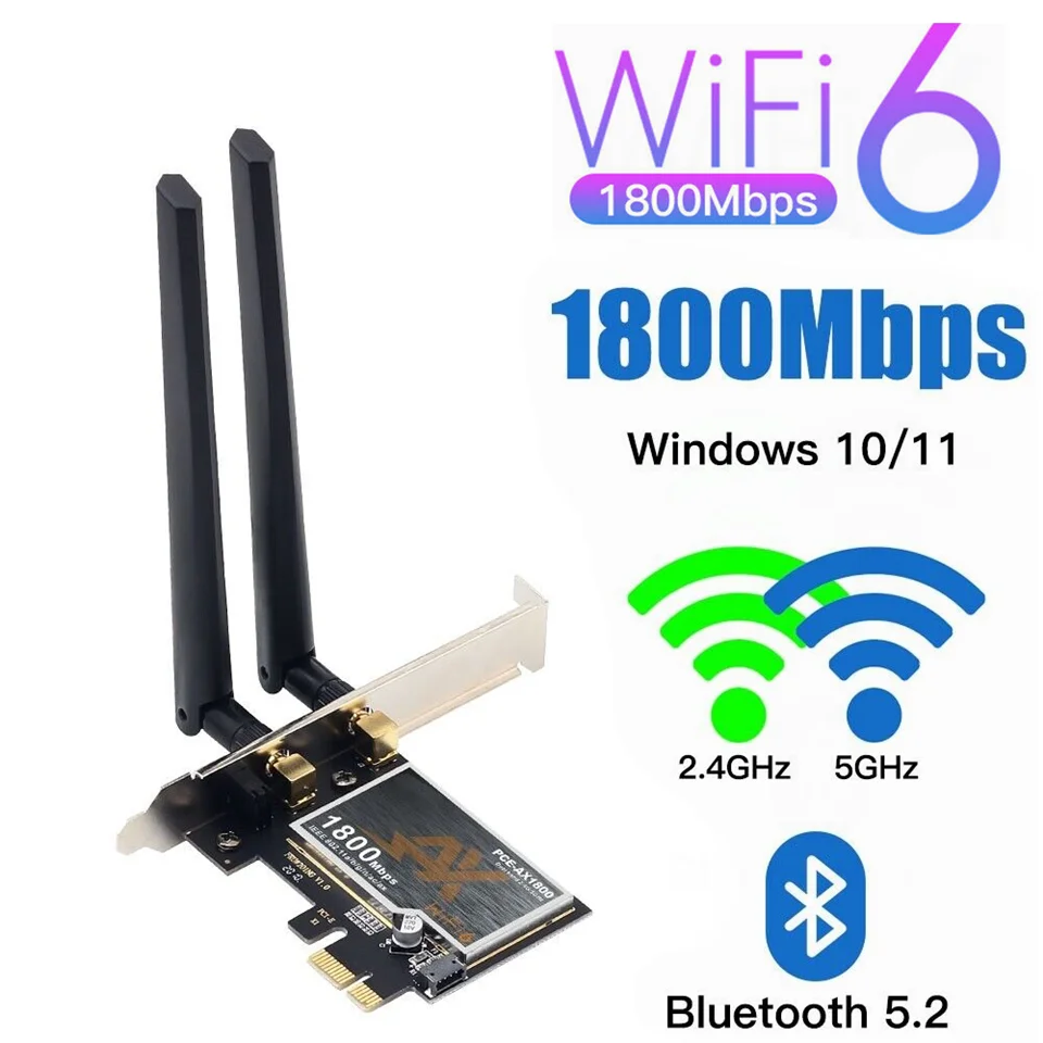 3000mbps Wifi 6e Pci-e Wireless Network Card Ax1800 802.11ax 3 Dual ...