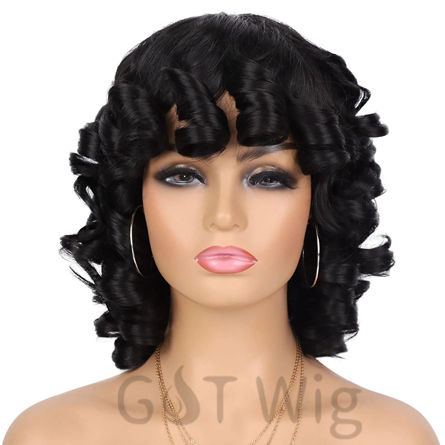 G&T Wig 10 Colors Big Bouncy Fluffy Kinky Curly Wig Short Curly Wig for ...