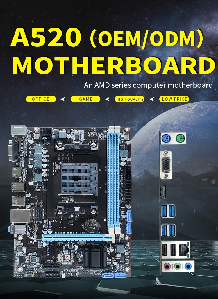 A520mh For Desktop Motherboard A520 Socket Am4 32gb Ddr4 M.2 Micro Atx ...