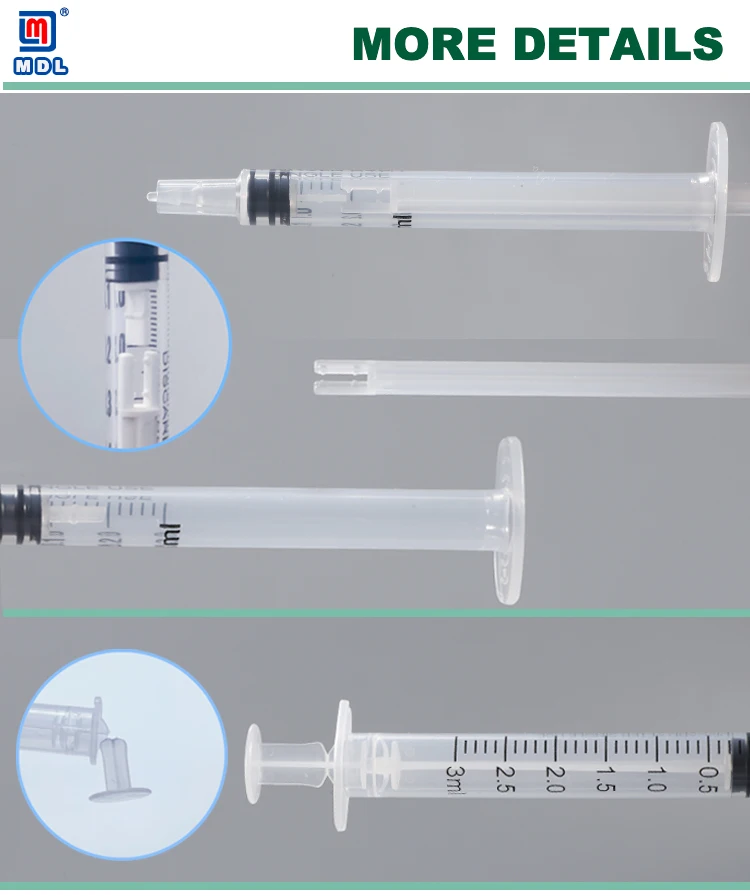 Ce Iso 3cc Disposable Auto Disable Syringe With Luer Slip And 21g ...