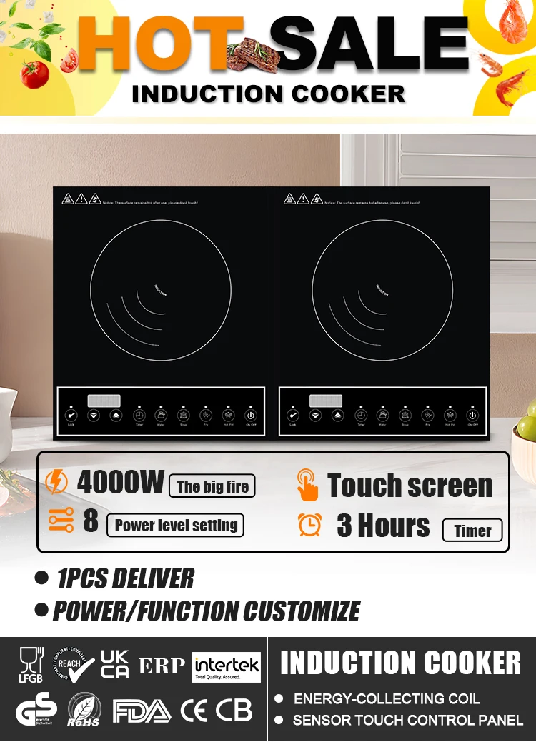 High Quality 4000w Two Burners Touch Control Dc Intelligent Smart ...