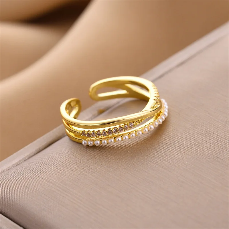 Hifive Luxury New 18k Gold Layered Zircon Open Finger Ring Women Men ...