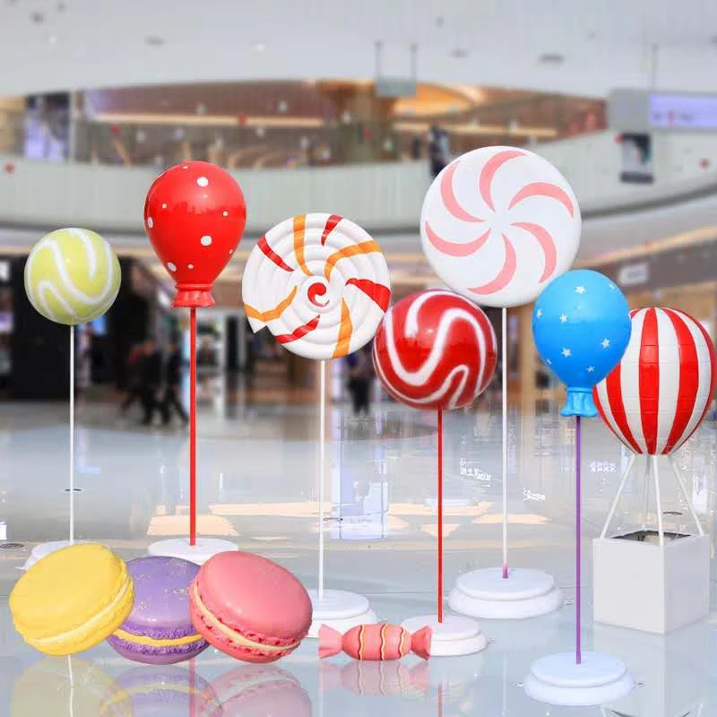 Large Colour Decor Resin Art Candy Sculpture Fiberglass Lollypop Statue