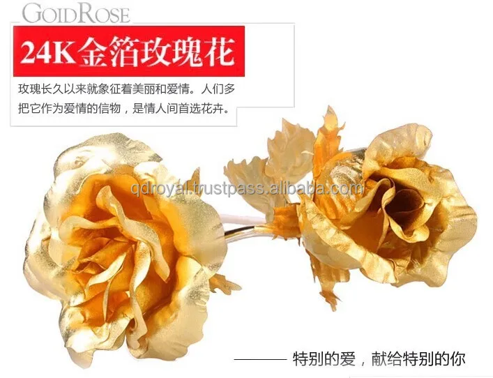 Hot Sale 24k Gold Foil Single Rose Artificial Flower Rose With Gift Box ...