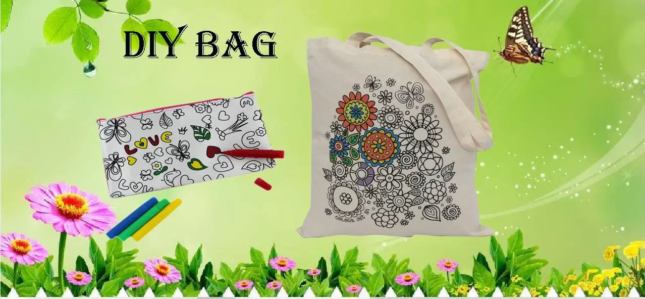 Color Your Own DIY Coloring Pencil Case Canvas Pencil Zipper Pouch ...