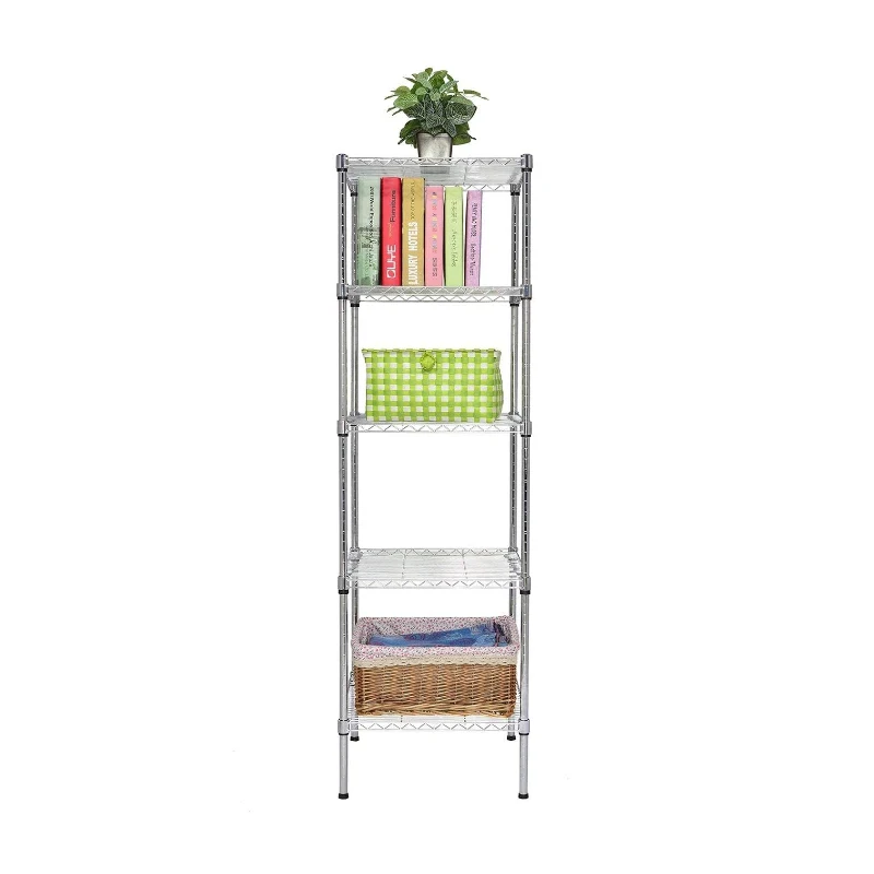 4 Tier Adjustable Layer Spacing Storage Shelf Metal Storage Rack Wire ...