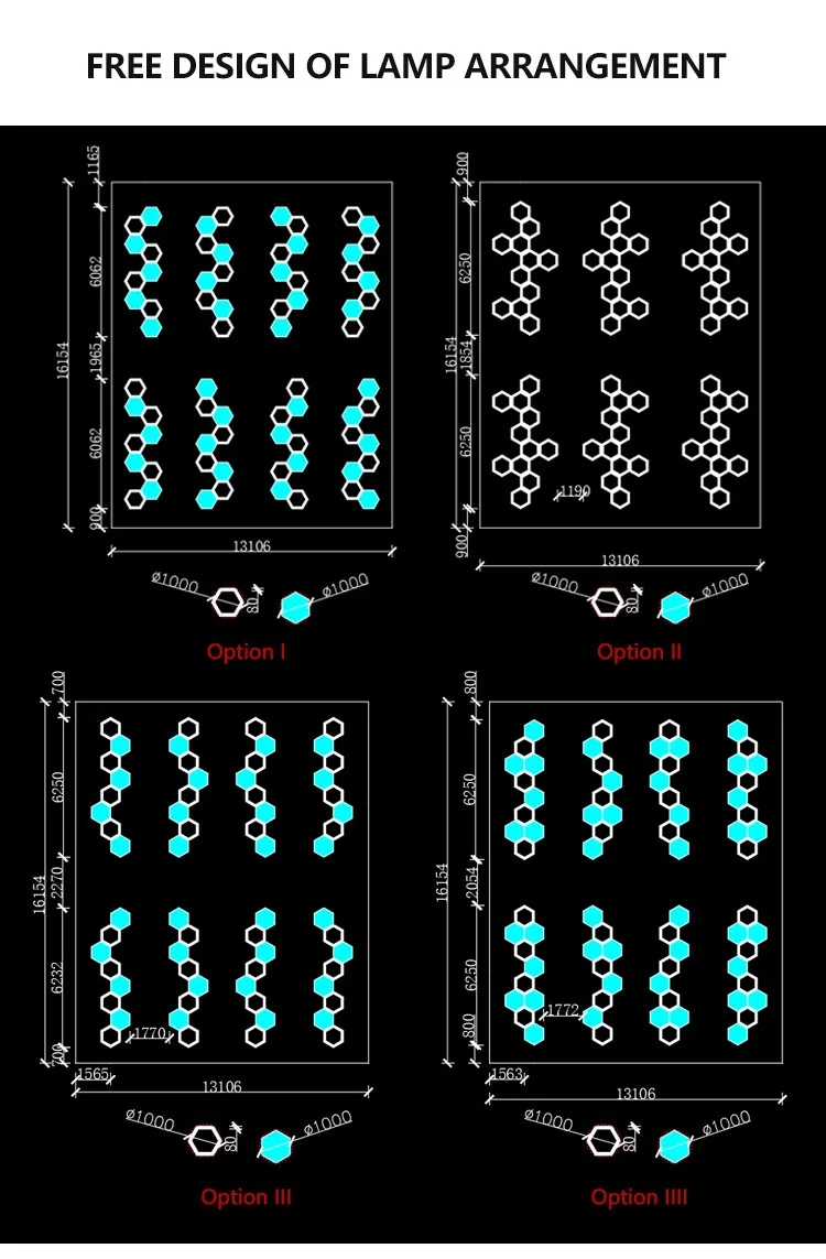 Hexagon Ceiling Modern LED Hanging Pendant Lamps for Home