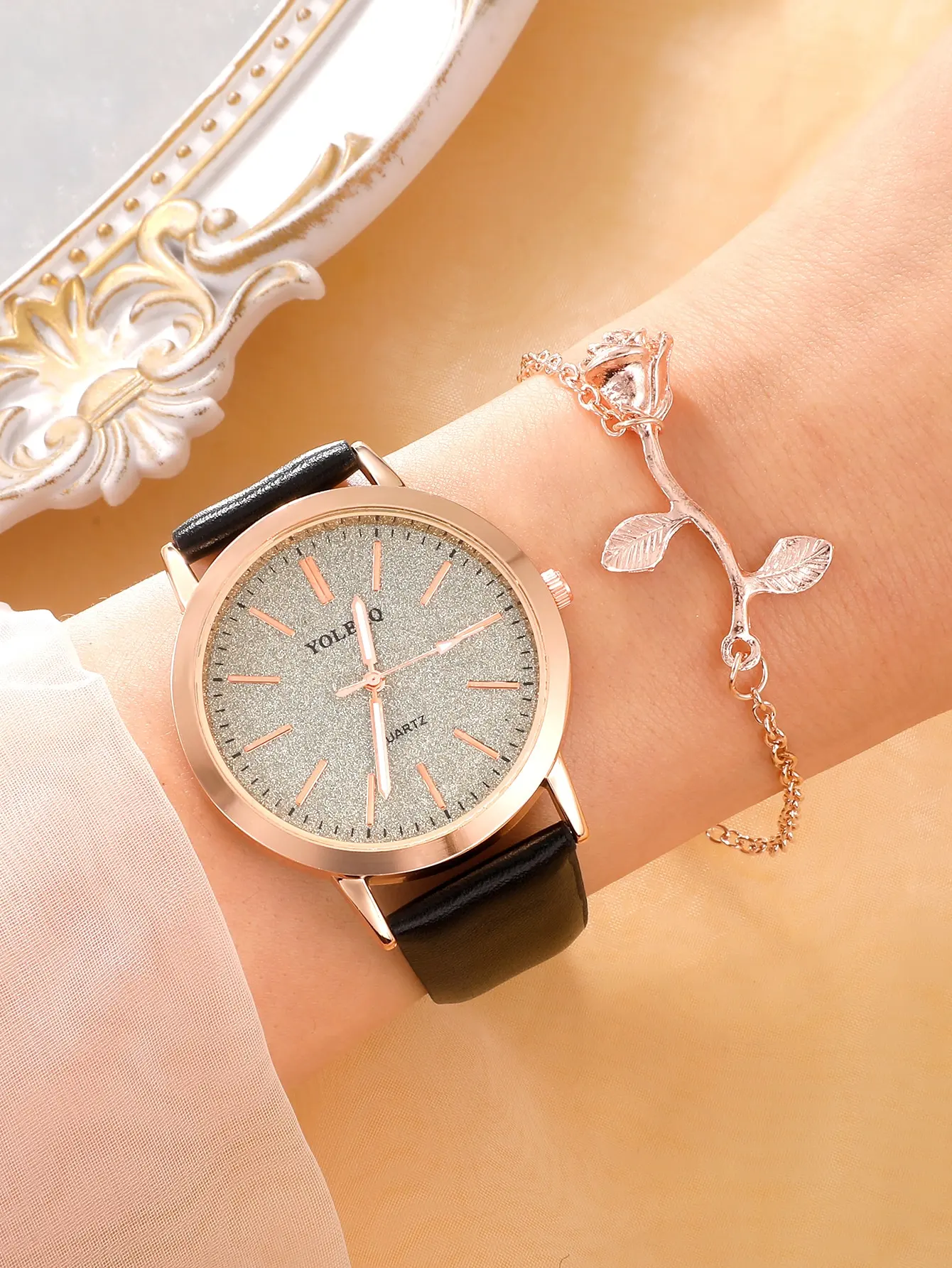 NW1334 Minimalist Women’s Leather Quartz Watch & Bracelet