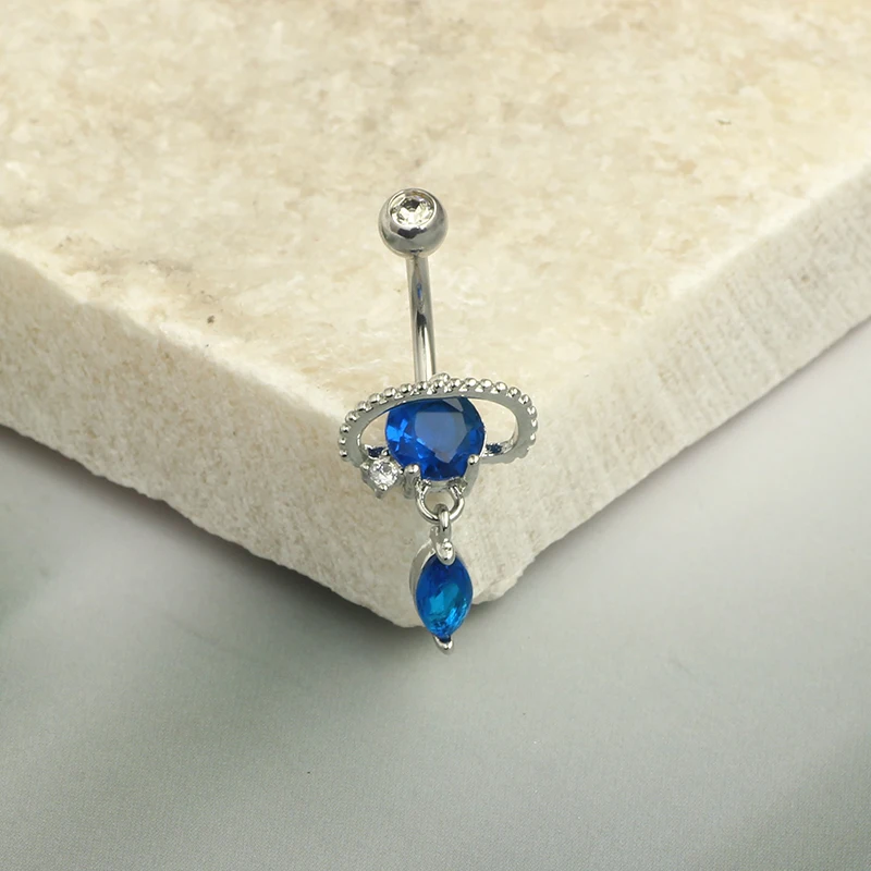 Wholesales Dangle Blue Belly Rings 14G Planet Navel Piercing Barbell ...