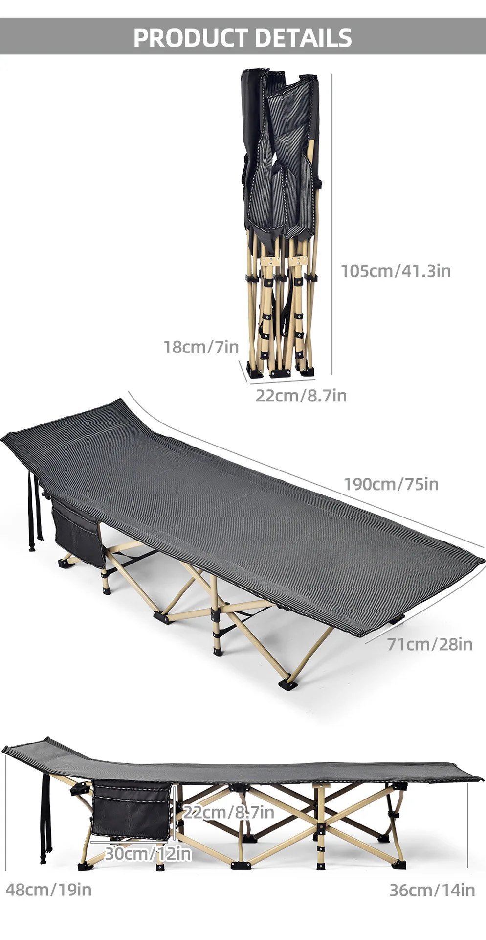 NB-FAVOUR Camping Portable Cots Folding Ultralight Cot Bed with Carry ...