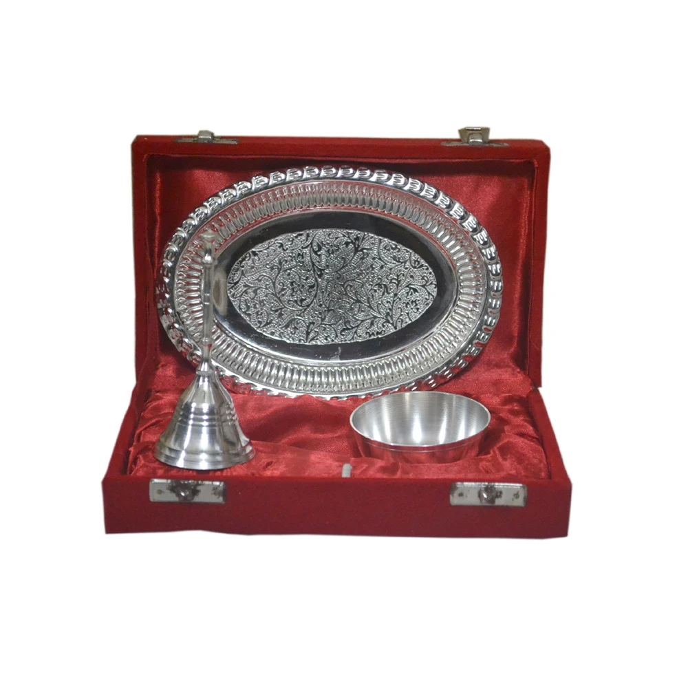 Luxury Indian Pooja Thali With Hand Bell Sets Wedding Gifts For Guests ...