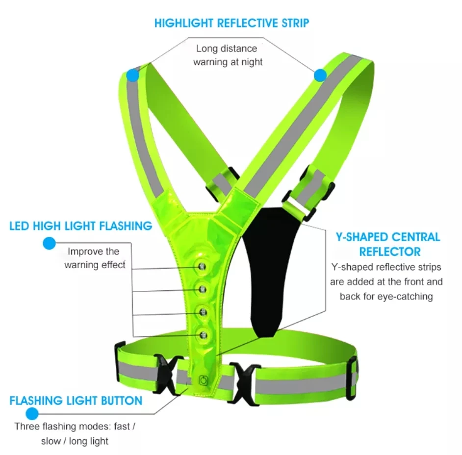 High Visibility Warning Lights Adjustable Elastic Safety Straps Led ...