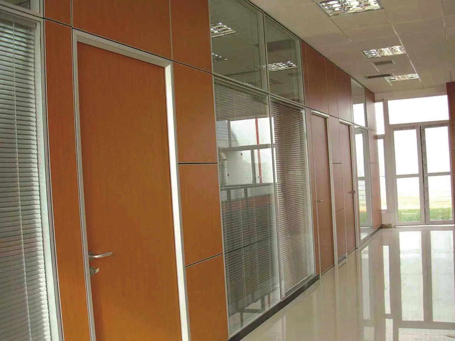 Office Divider - Modern Wooden Glass Partition Wall